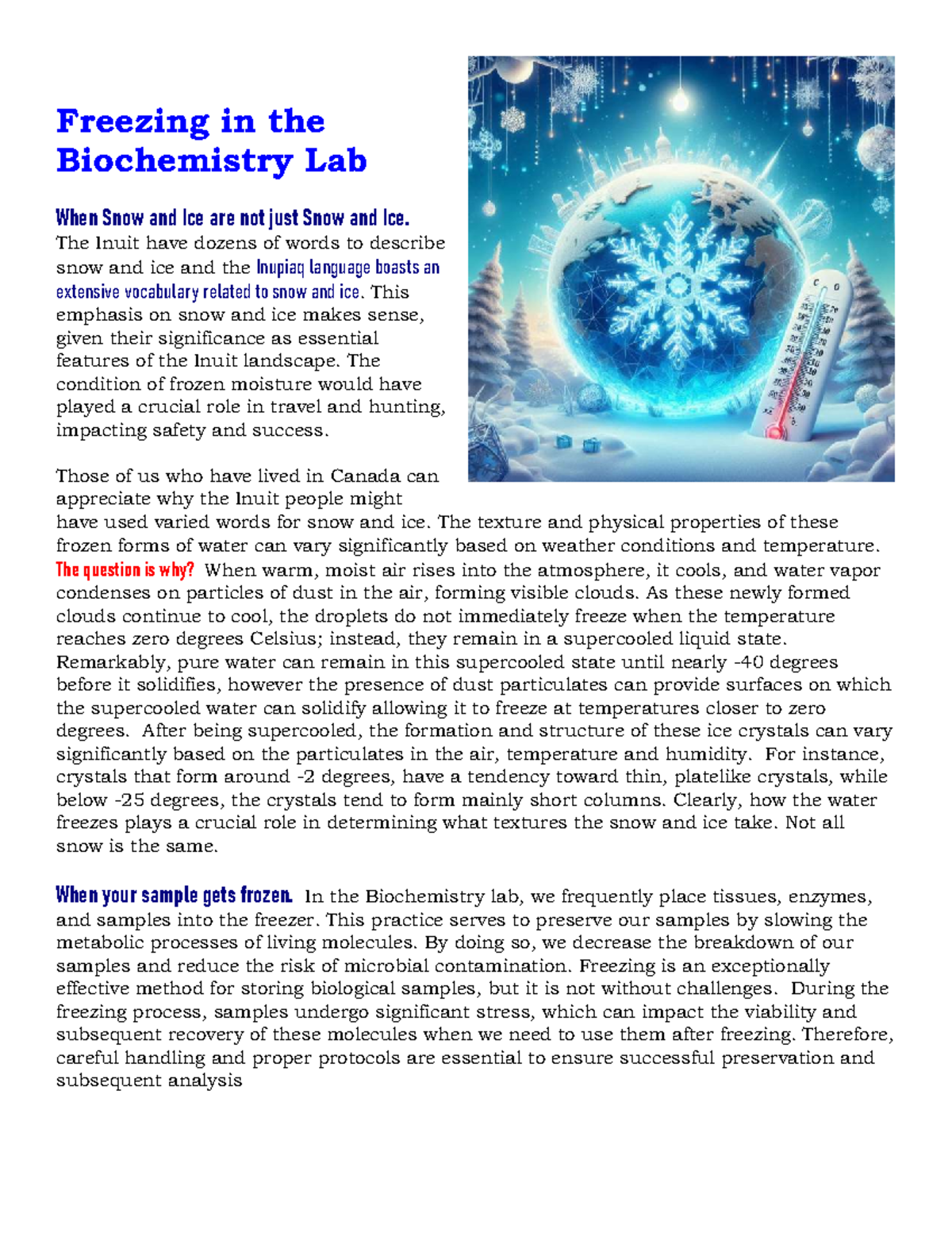 Freezing Protocols in Biochemistry Lab: Understanding Ice and Sample ...