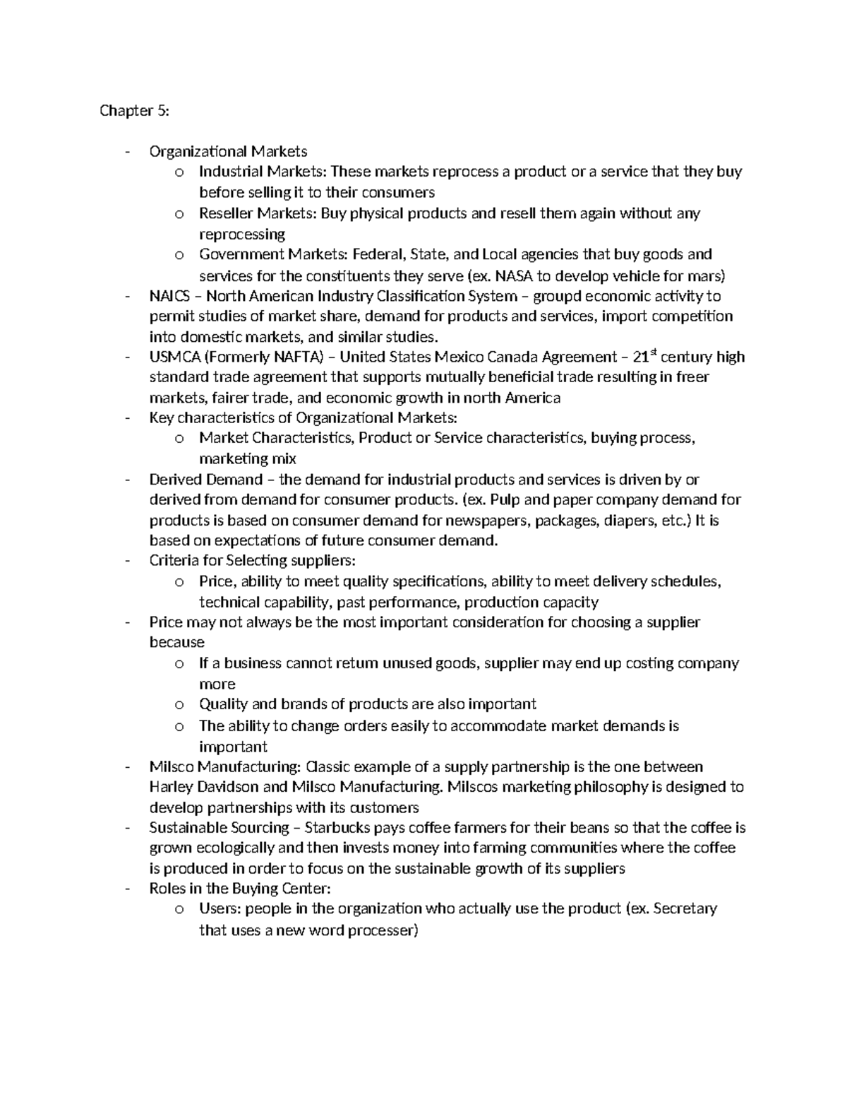 Marketing Exam 2 Study Guide: Organizational Markets & Global ...