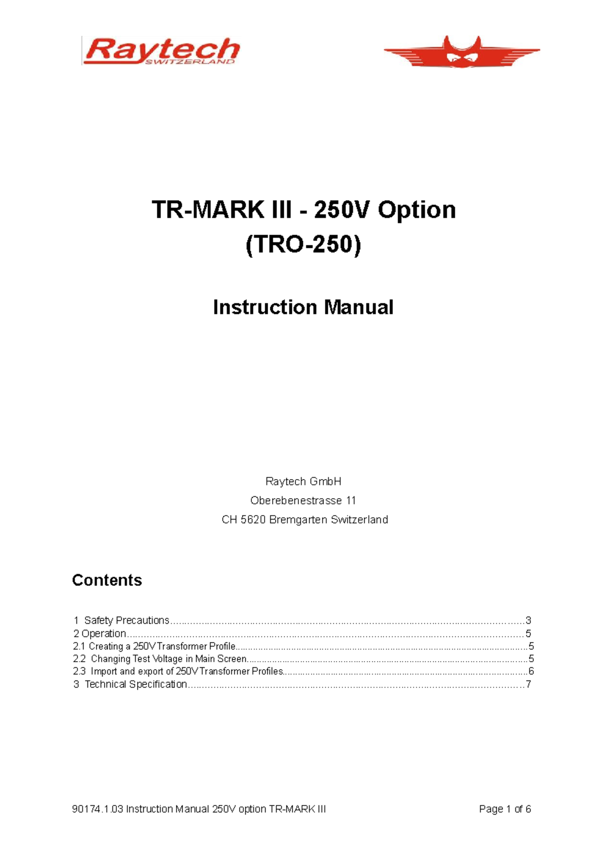 250V Option Instruction Manual for TR-MARK III - Studocu