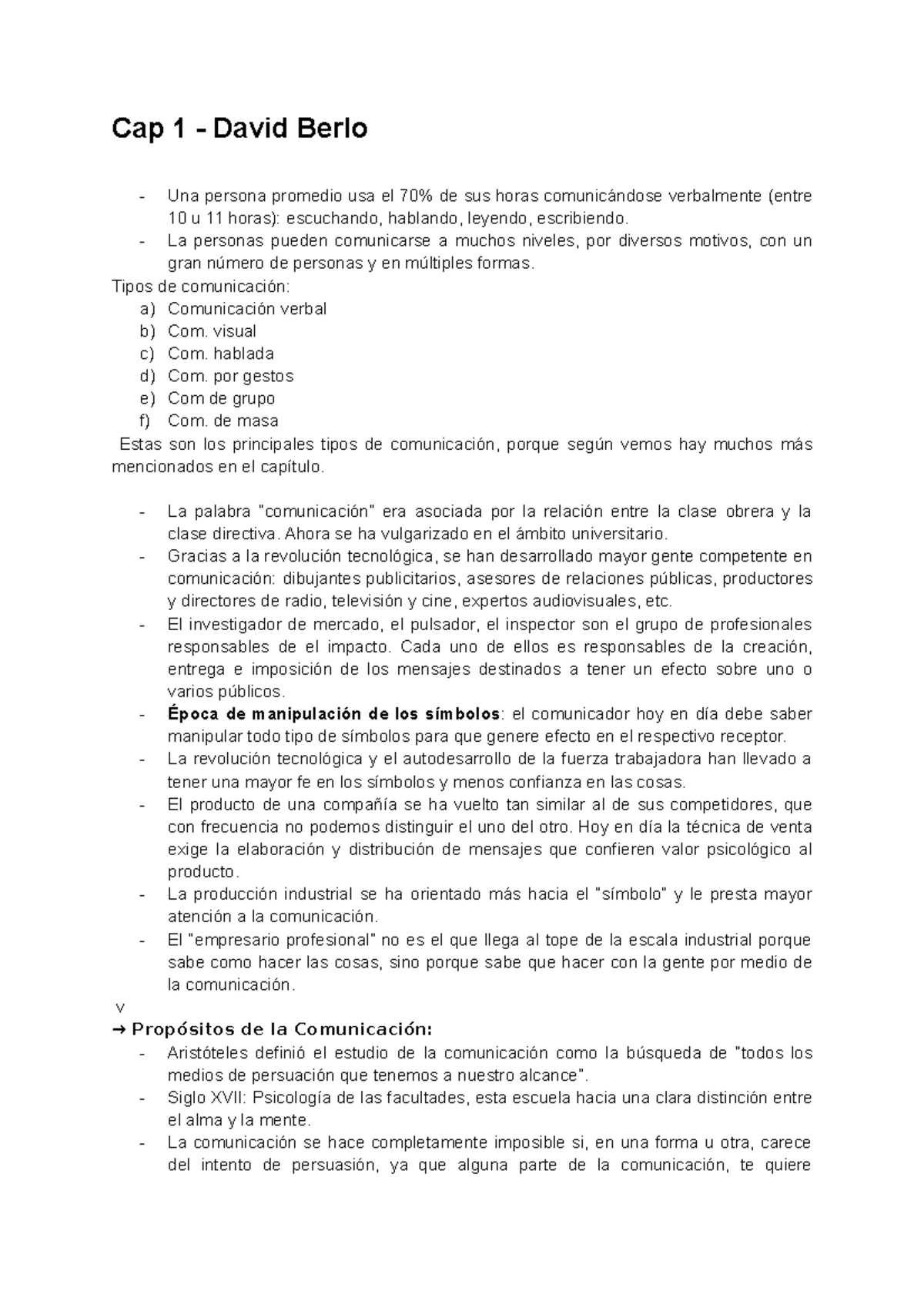 El Proceso de la Comunicación: Berlo Capítulos 1 y 2 Resumen - Studocu