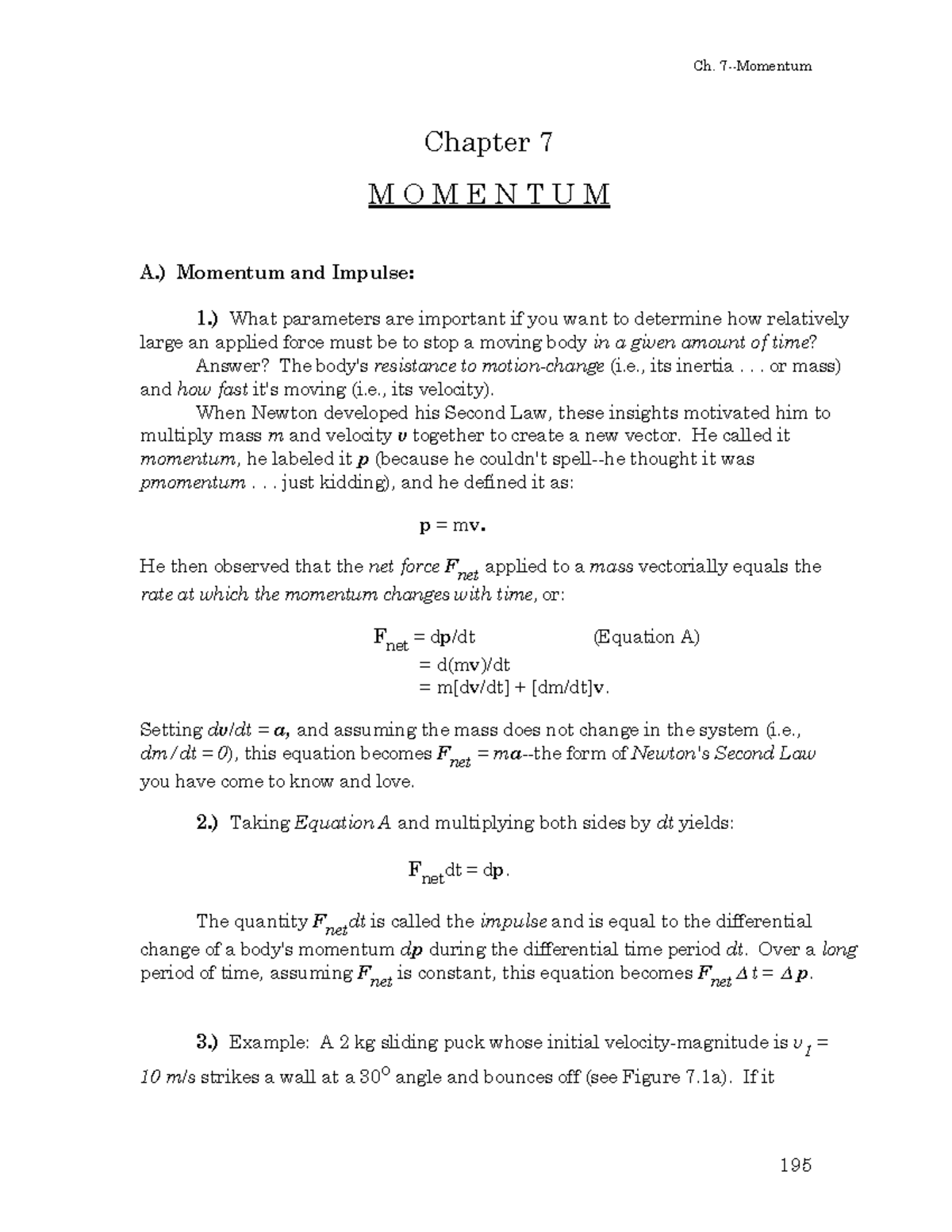 Chapter 7: Momentum Concepts & Applications (Physics 101) - Studocu