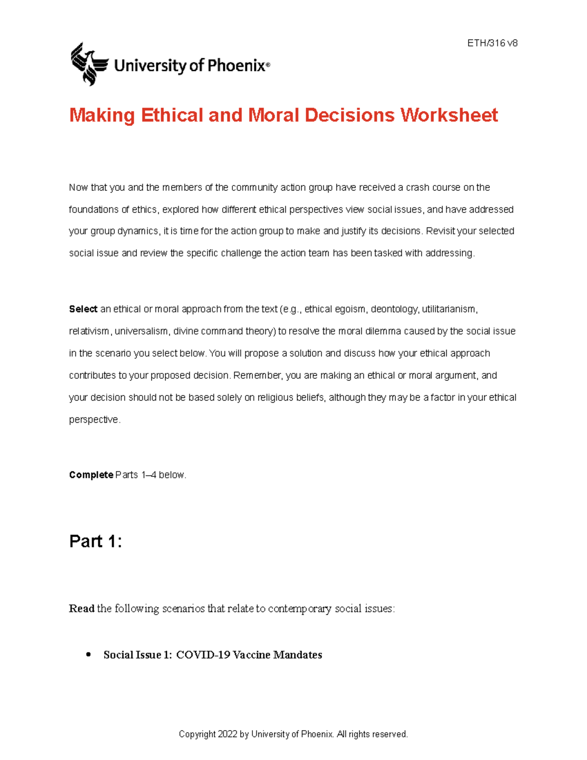 ETH/316 v Making Ethical Decisions: Social Issues Analysis Worksheet - Studocu