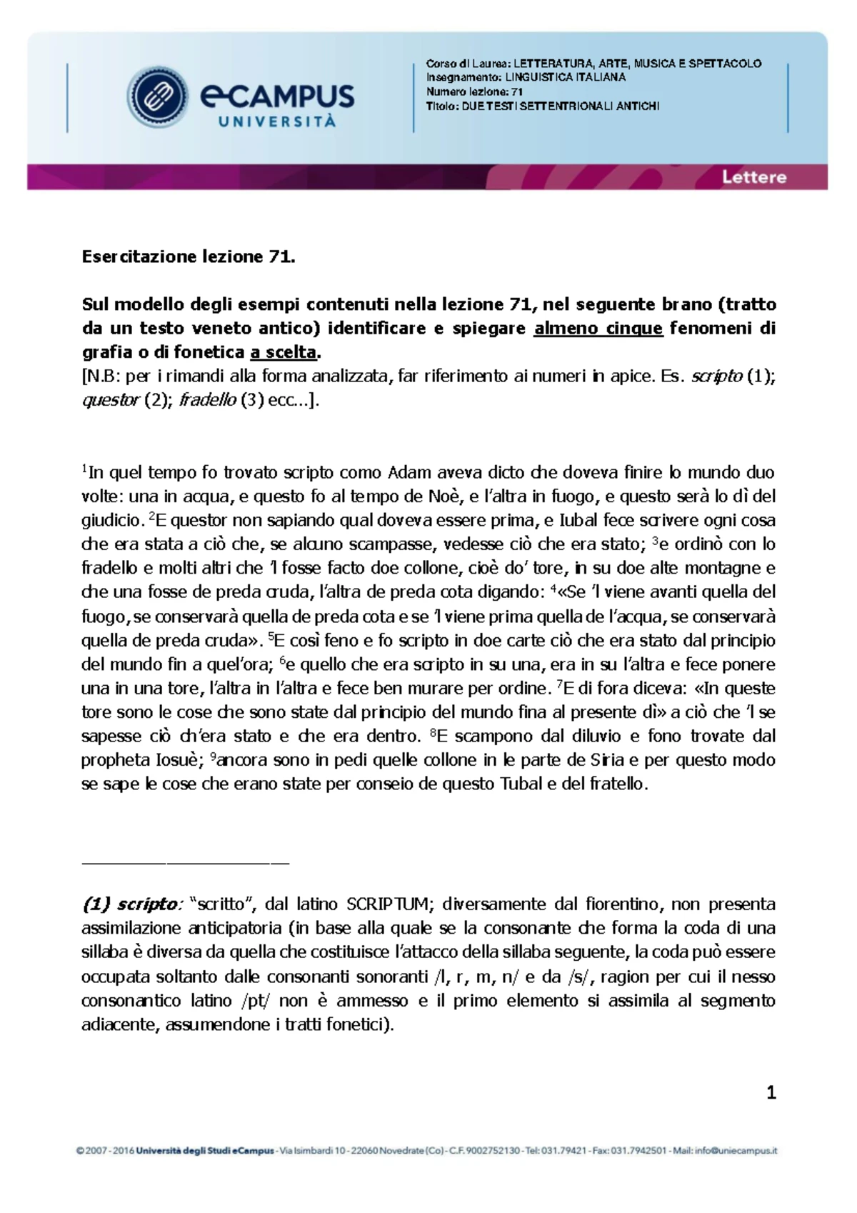 Esercitazione Lezione 23 - ESERCITAZIONE LEZIONE 23 ESERCIZIO 1. Si ...