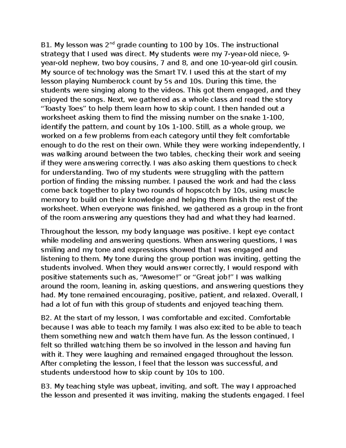 WGU D091 Task 4 - 2nd Grade Lesson on Counting by 10s - Studocu