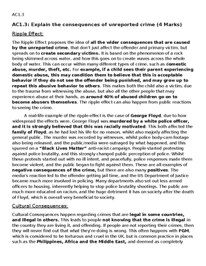 Criminology Unit 1 AC1.1: Types of Crime Explained - Studocu