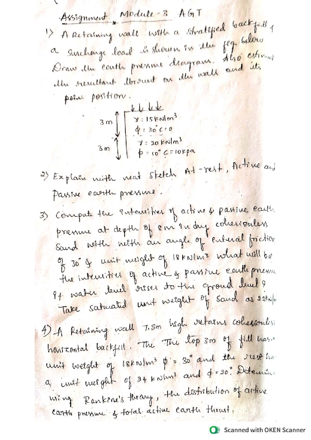 AGT M3 Assignment - Retaining Wall Earth Pressure Analysis - Studocu