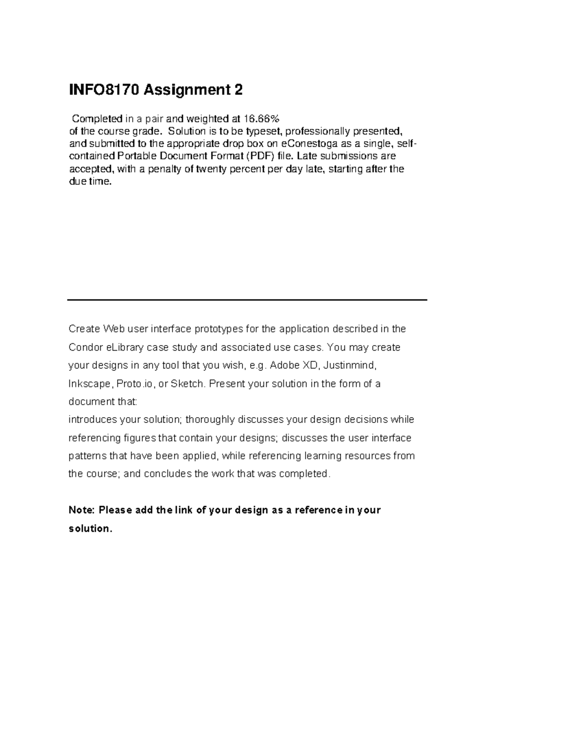 INFO8170 Assignment 2: Web UI Prototypes for Condor eLibrary - Studocu
