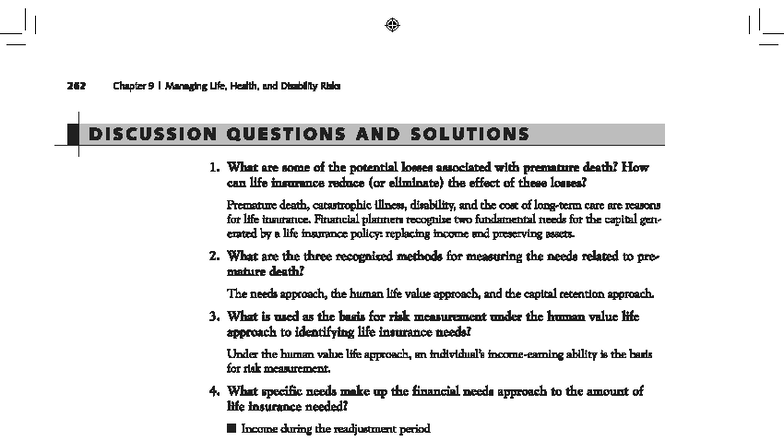 262 PFP Theory and Practice Chapter 9: Managing Life, Health, and ...