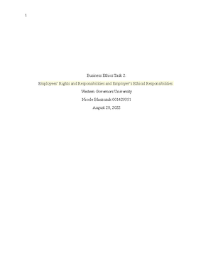 C717 Task 1 - Task 1- Passed on first submission - Business Ethics Task 1: Organizational Ethics ...