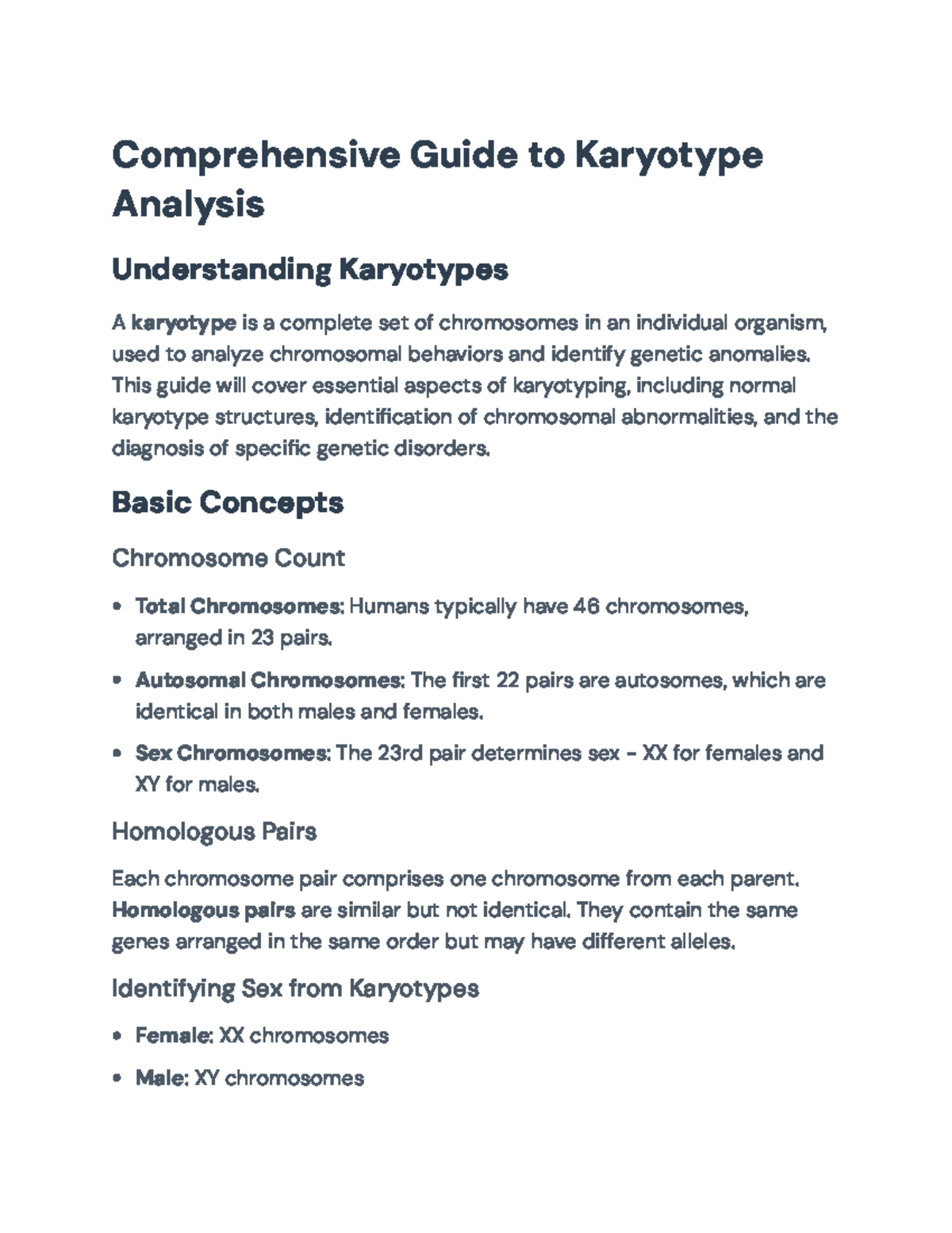 Karyotype Analysis & Chromosomal Disorders: A Comprehensive Guide - Studocu