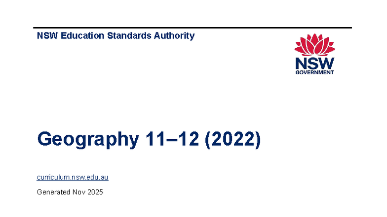 NESA Geography Syllabus Overview for Year 11 & 12 (2022) - Studocu