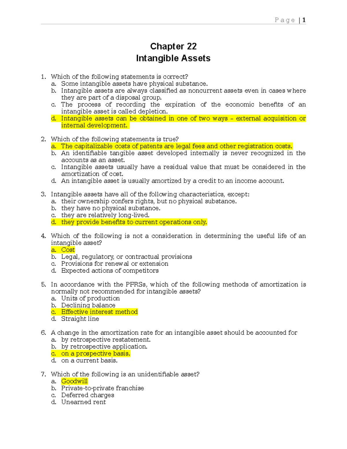 Chapter 22: Key Concepts and Characteristics of Intangible Assets - Studocu