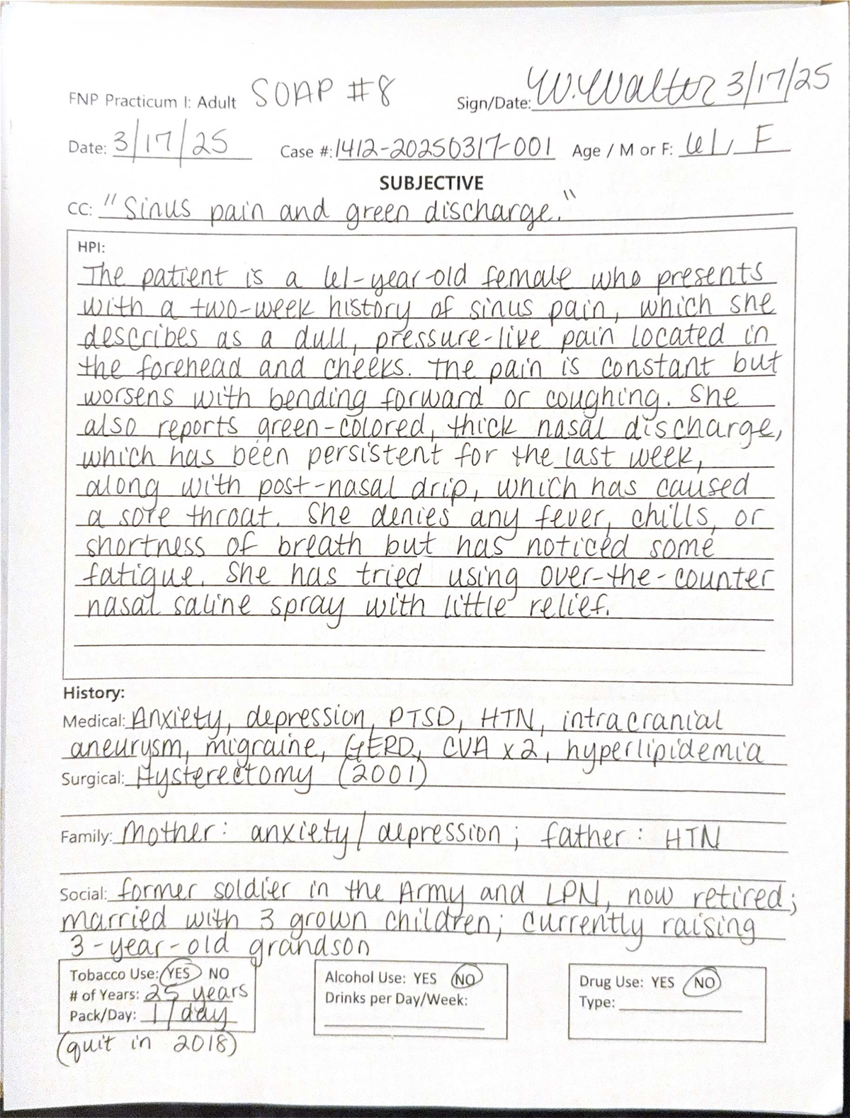 FNP Practicum I: Adult SOAP Note for Sinusitis Case Study - Studocu