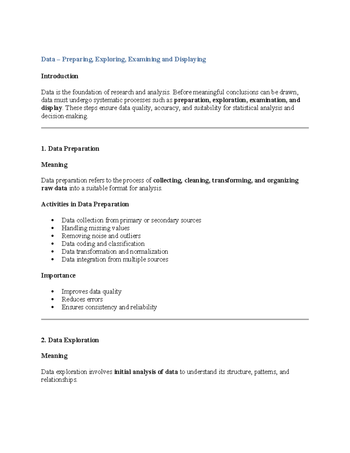 Data Analysis Techniques: Preparing, Exploring, Examining & Displaying ...