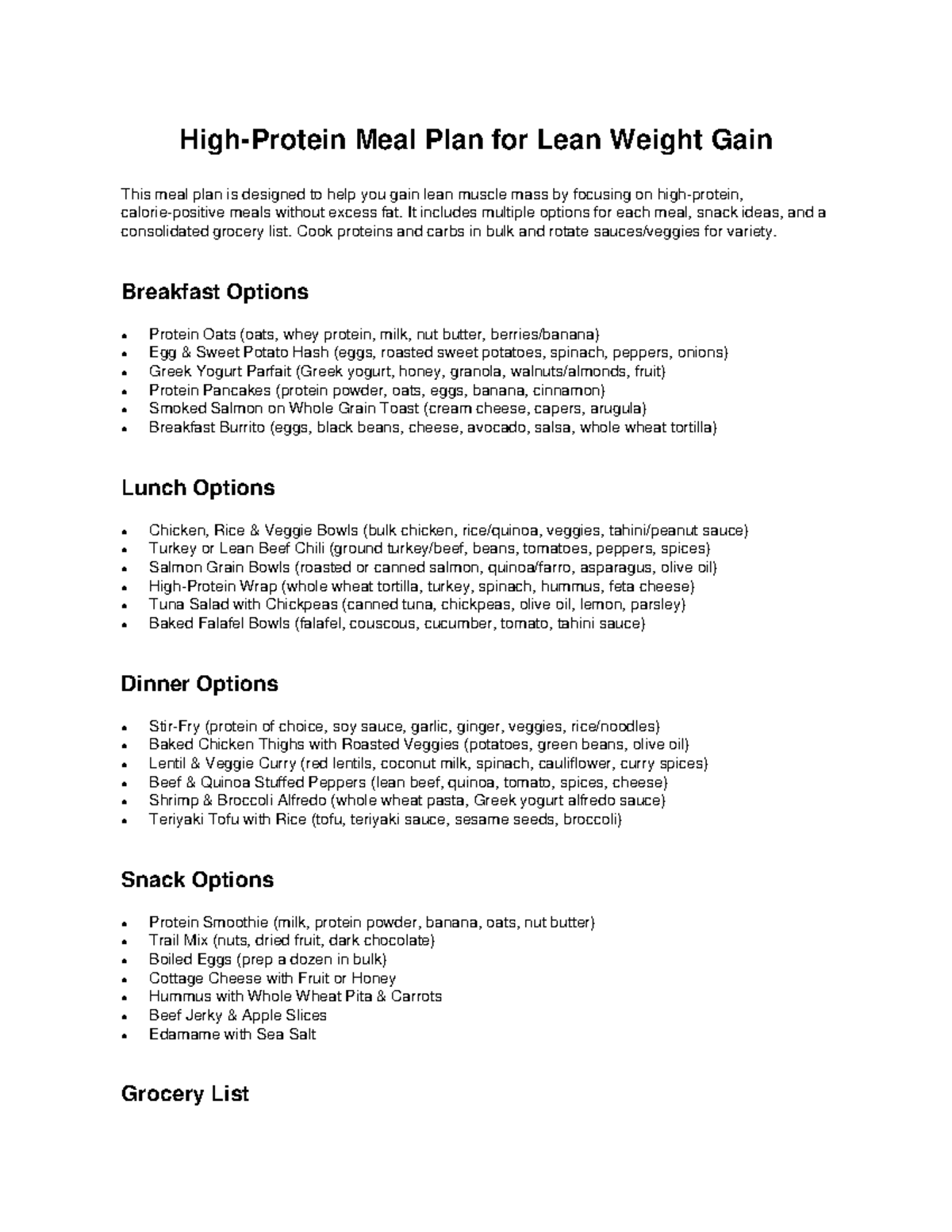 High Protein Meal Plan for Lean Weight Gain - Studeersnel