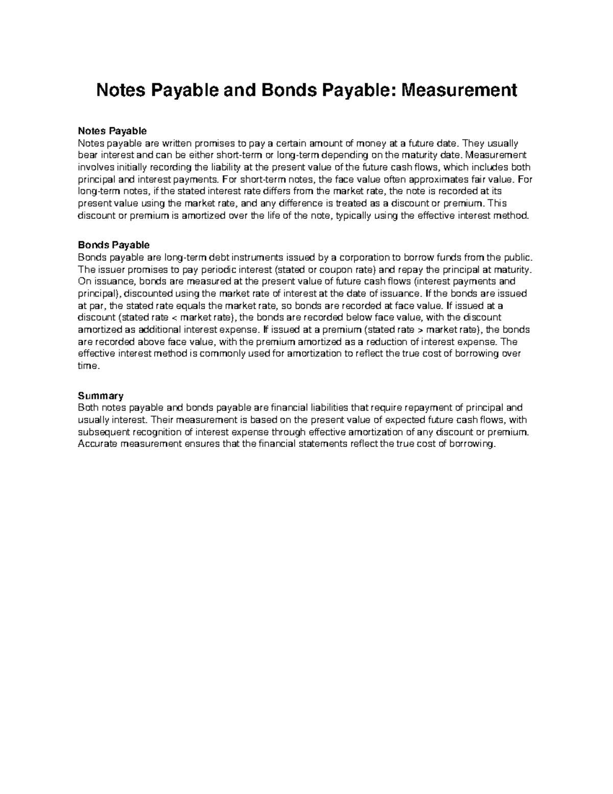 Notes Payable and Bonds Payable: Measurement Overview - Studocu