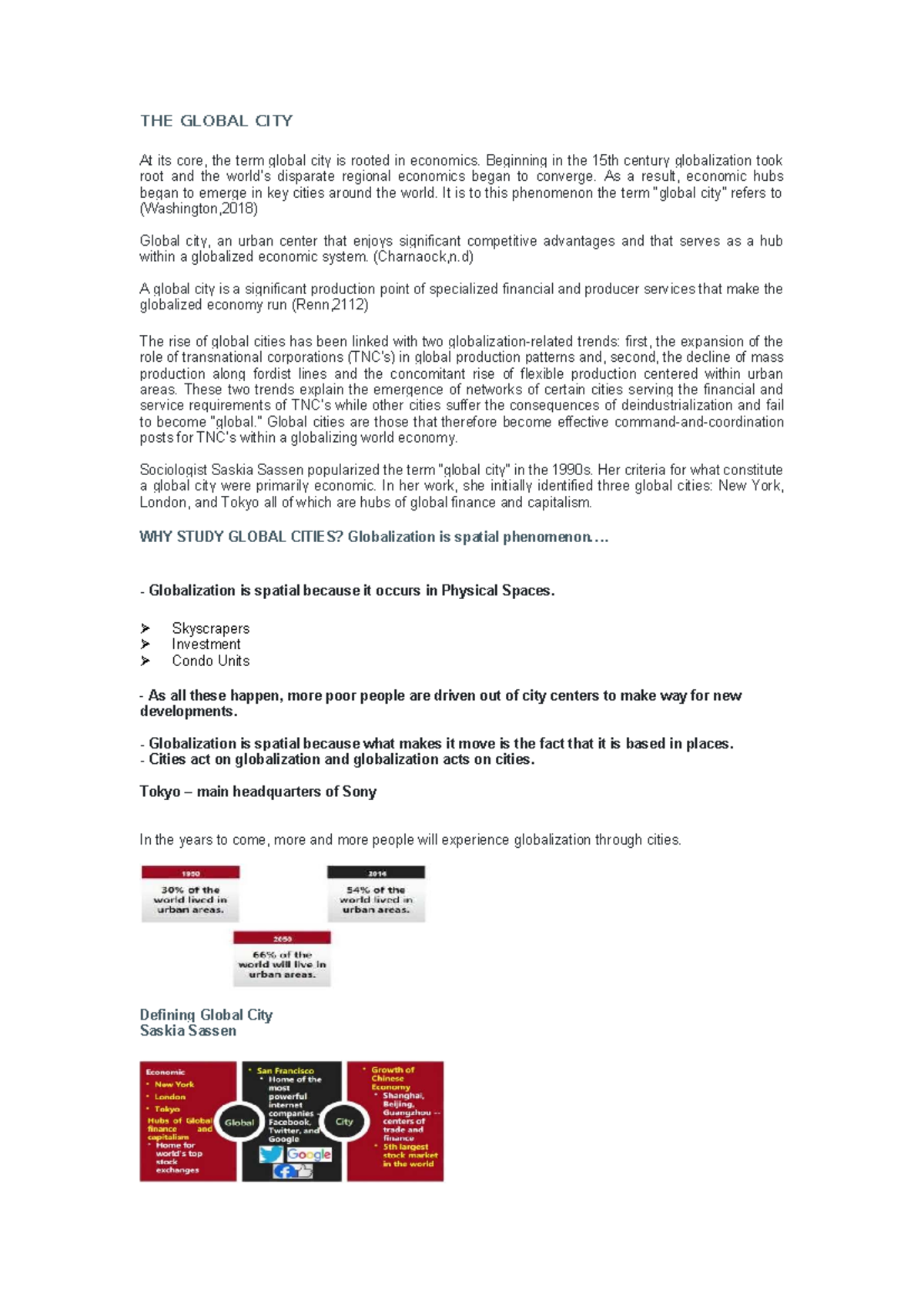 Global City Dynamics: Economic Power and Urban Transformation (CONW ...