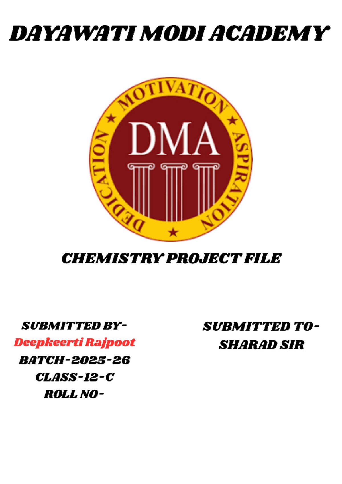 DMA NOIIVE Chemistry Project: Electrochemical Cell Study by Deepkeerti ...