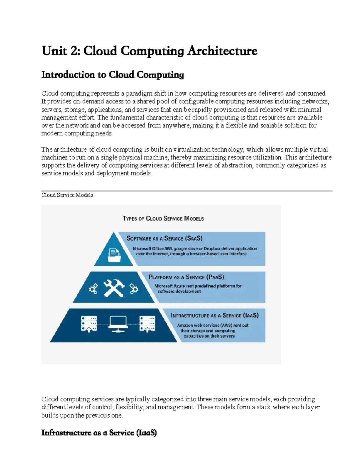 Unit 2: Cloud Computing Architecture & IaaS Overview Notes - Studocu