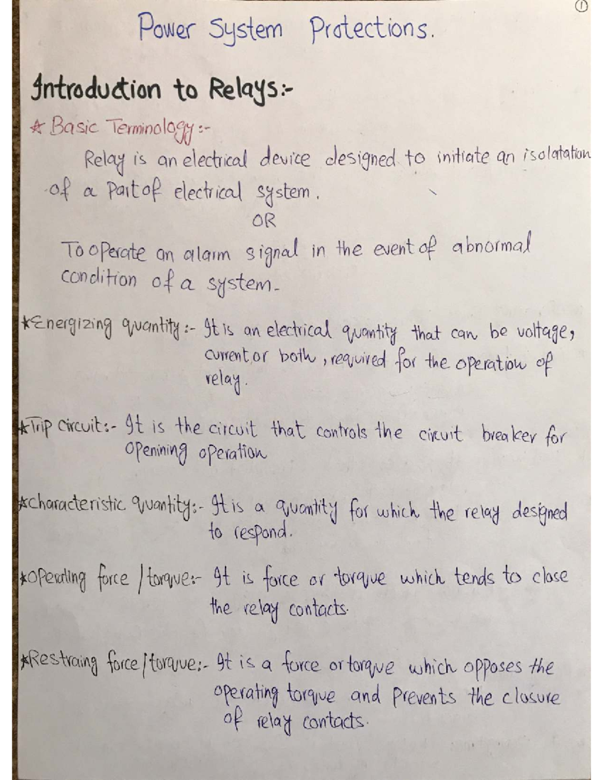 Power System Protection (764961014): Detailed Relay Notes - Studocu