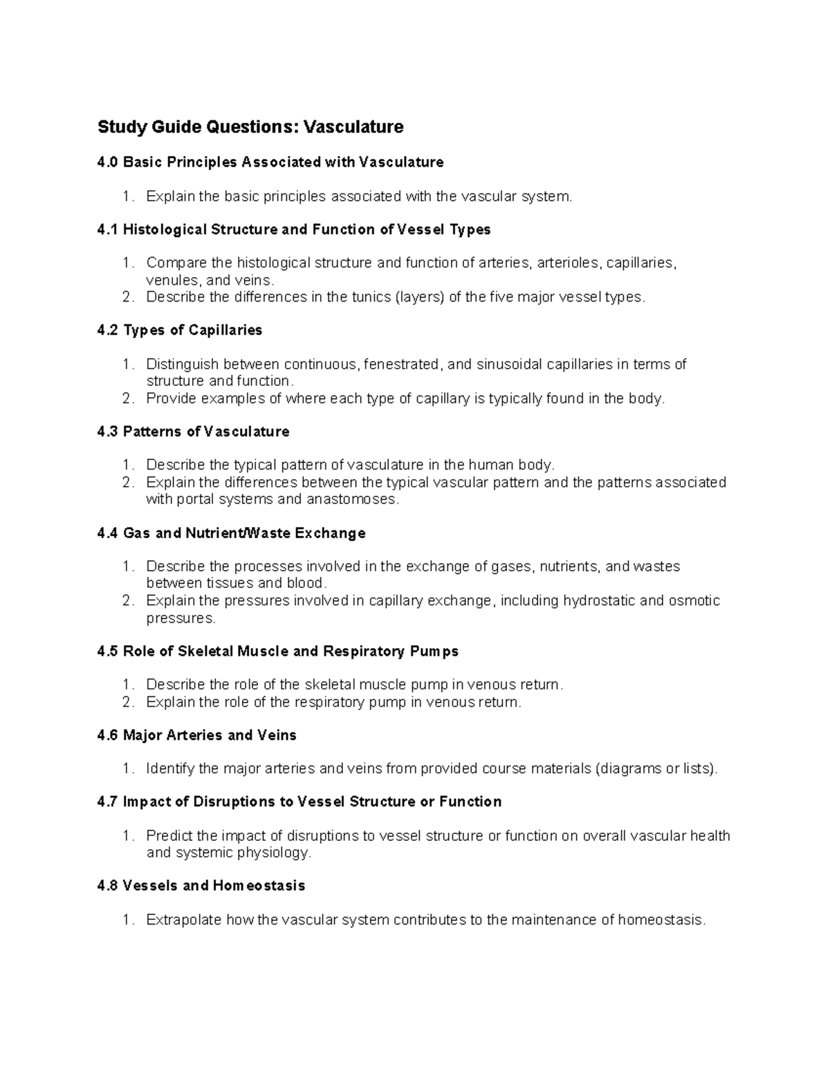 Vasculature Study Guide: Structure, Function & Homeostasis (BIO 101 ...