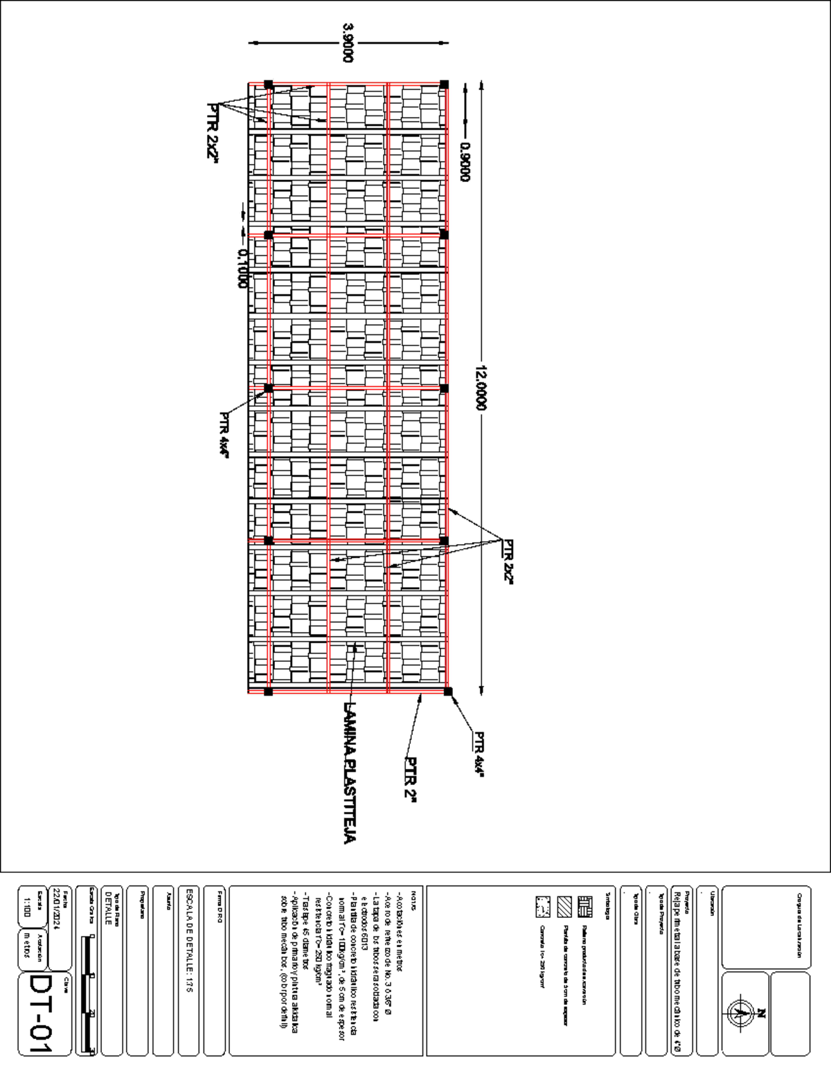 Detalle Techumbre - Escala: 22/01/2024 Fecha: Escala Grafica: DETALLE ...