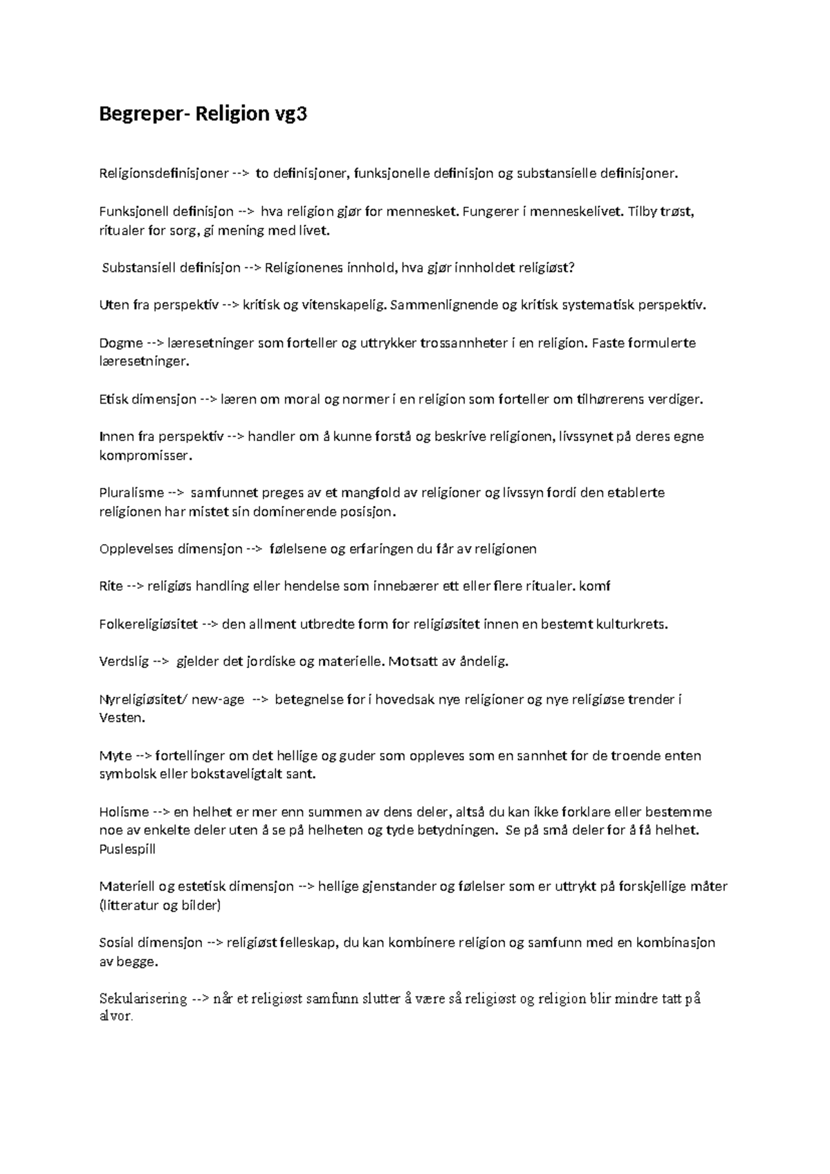 Begreper i Religion VG: Funksjonelle og Substansielle Definisjoner ...