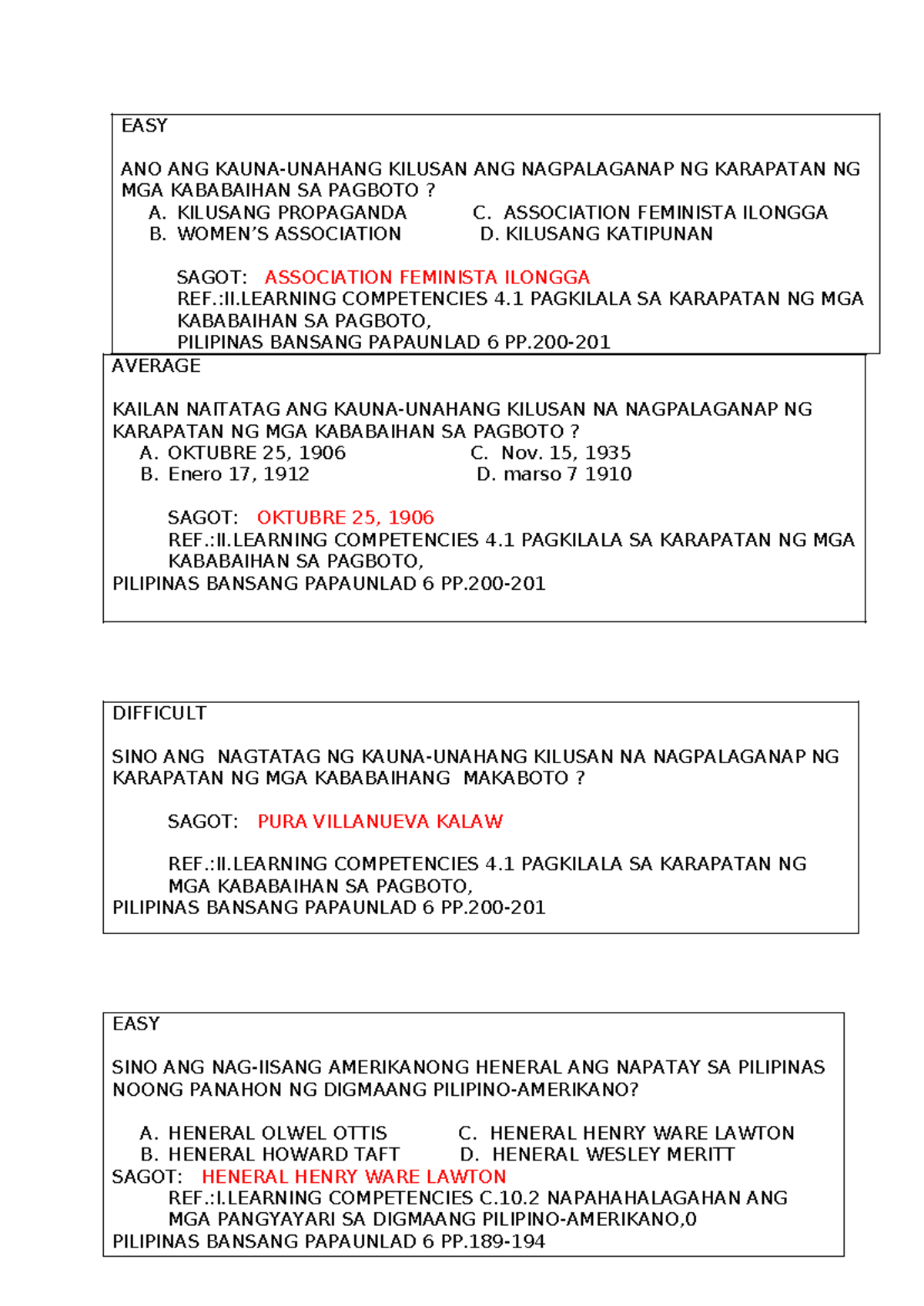 KILUSAN NG KARAPATAN NG MGA KABABAIHAN SA PAGBOTO: II.LEARNING ...