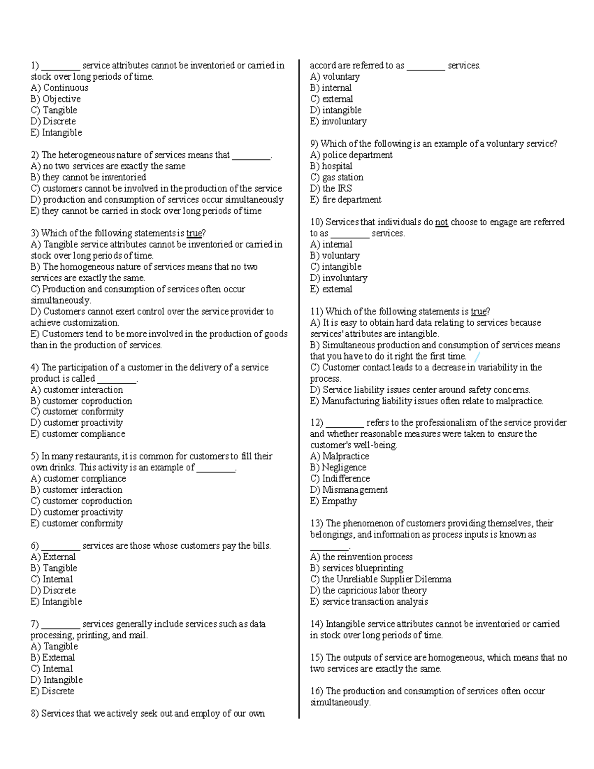 C5 Service Attributes and Customer Involvement: Key Concepts and ...