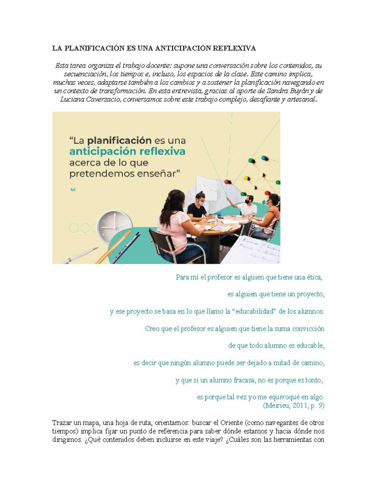LA Planificación Docente: Reflexiones y Estrategias en ISEP - Studocu