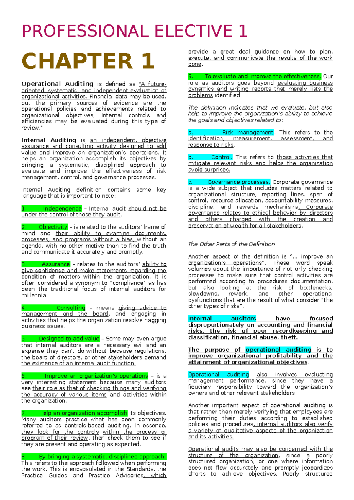 Elective-1 - Notes for elective subject - PROFESSIONAL ELECTIVE 1 ...