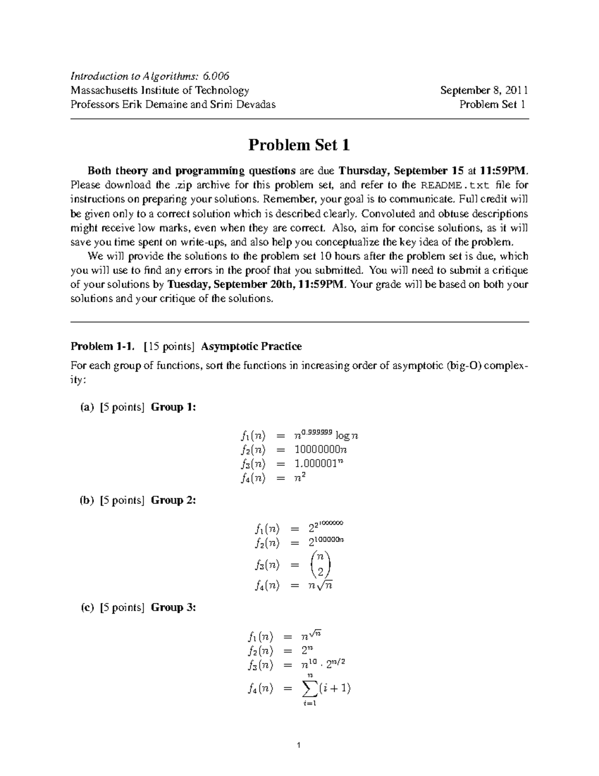 MIT6 006F11 ps1 - Pset - Introduction to Algorithms: 6. Massachusetts Institute of Technology ...
