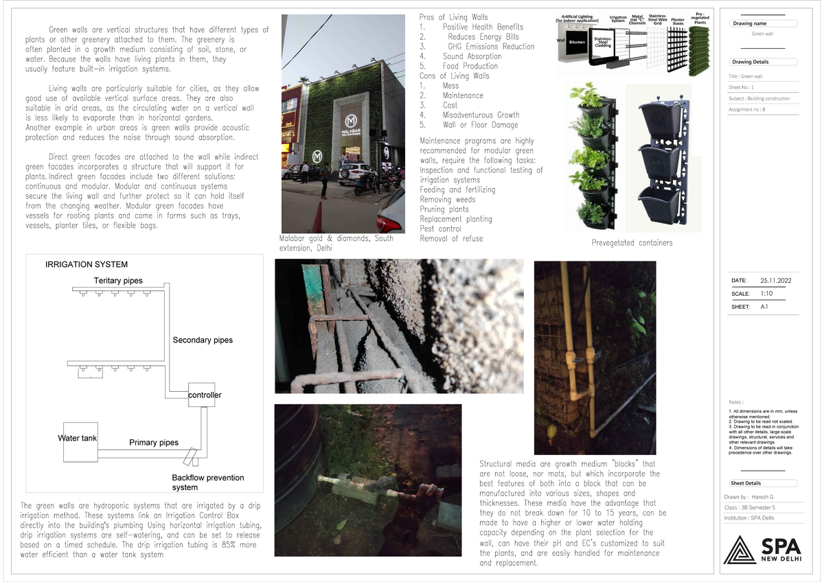 Building Construction Assignment 8: Green Wall Drawing - Studocu