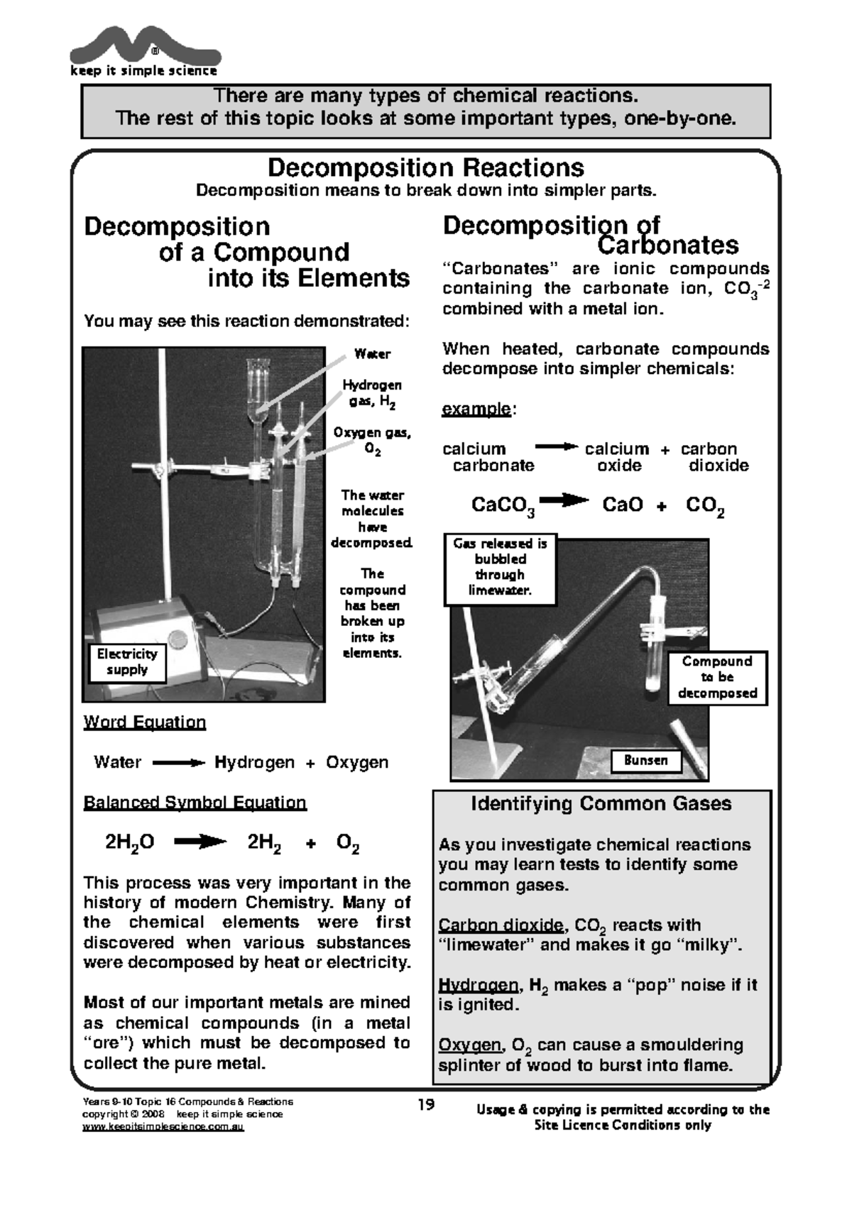 Chem - Preliminary Module 3: Reactions & Decomposition Notes - Studocu