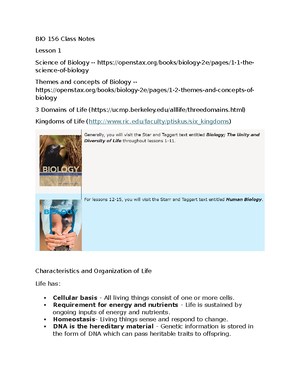 Biology 101: Exam One Study Guide and Key Concepts Summary - Exam One ...