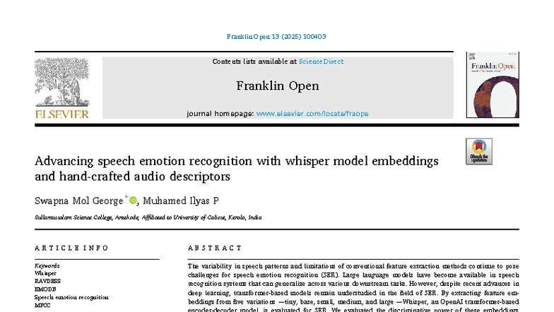 Advancing SER with Whisper Model Embeddings: Insights from EMODB ...