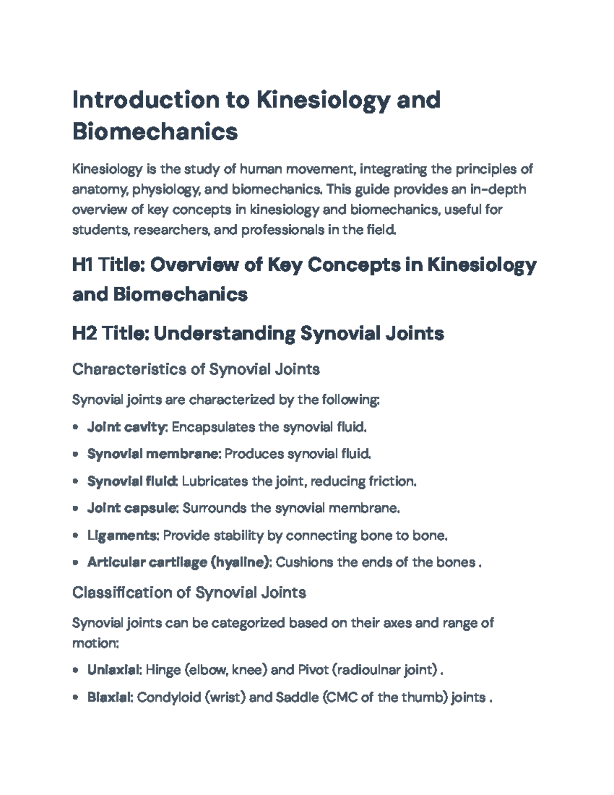 Key Concepts in Kinesiology and Biomechanics: A Study Guide ...