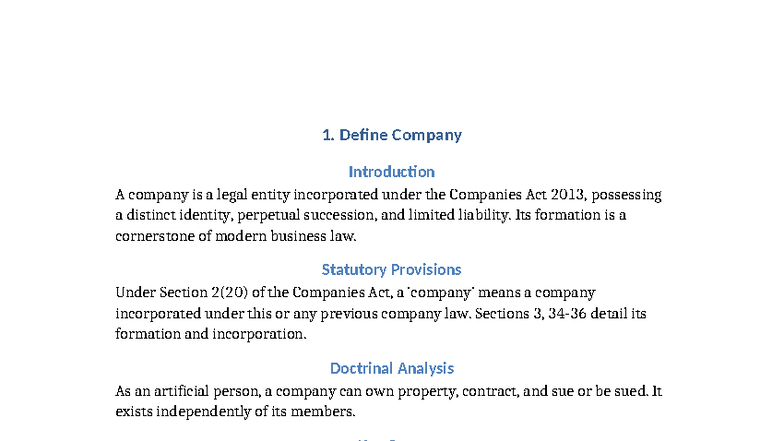 Company Law (CL101): Understanding Company Formation and Legal Status ...