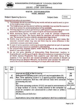 22616 - Model answer paper - (Autonomous) (ISO/IEC - 27001 - 2013 Certified) WINTER – 2024 - Studocu