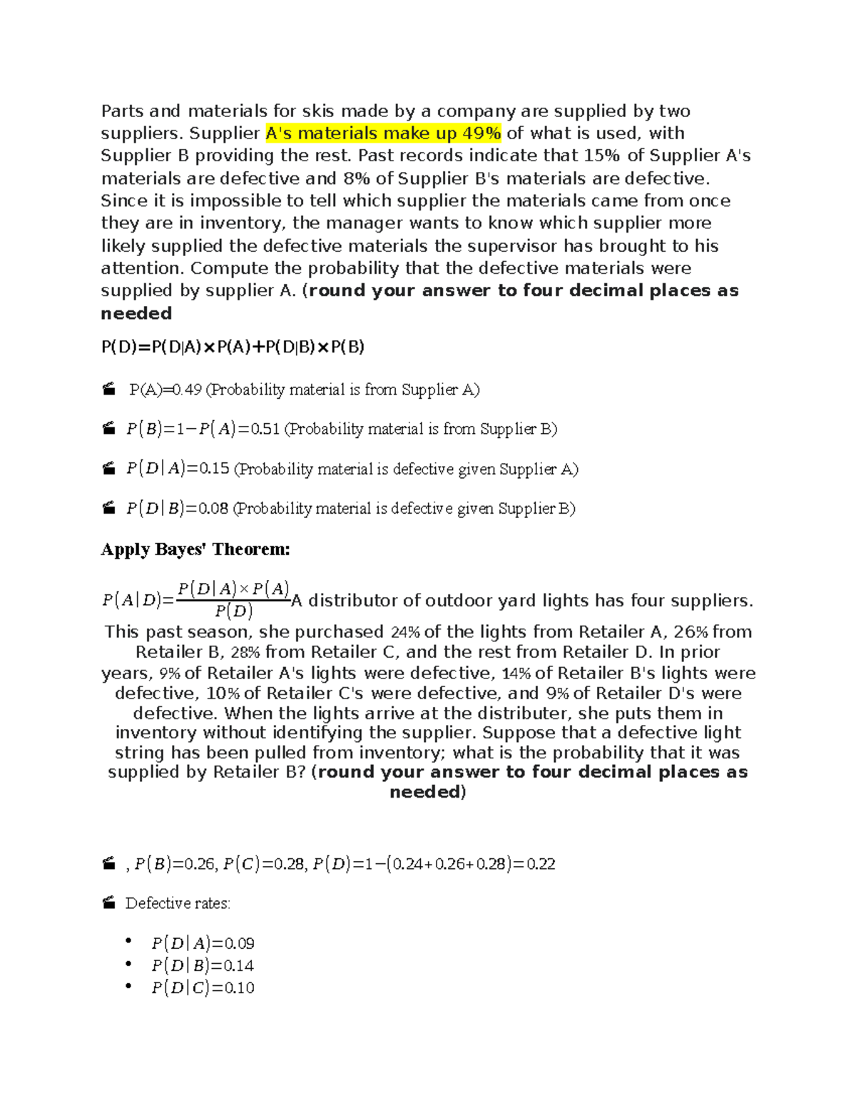 Statistics Practice Problems 4-5: Supplier Defects & Probabilities ...