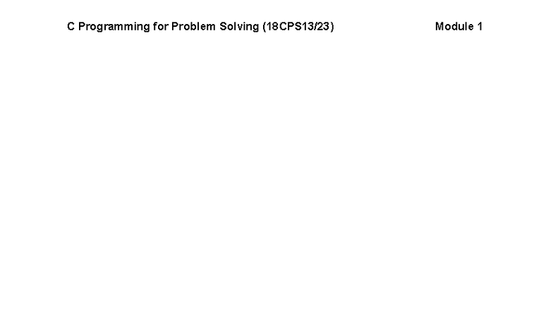 CPS Module 1: Introduction to C Programming and Its Features - Studocu