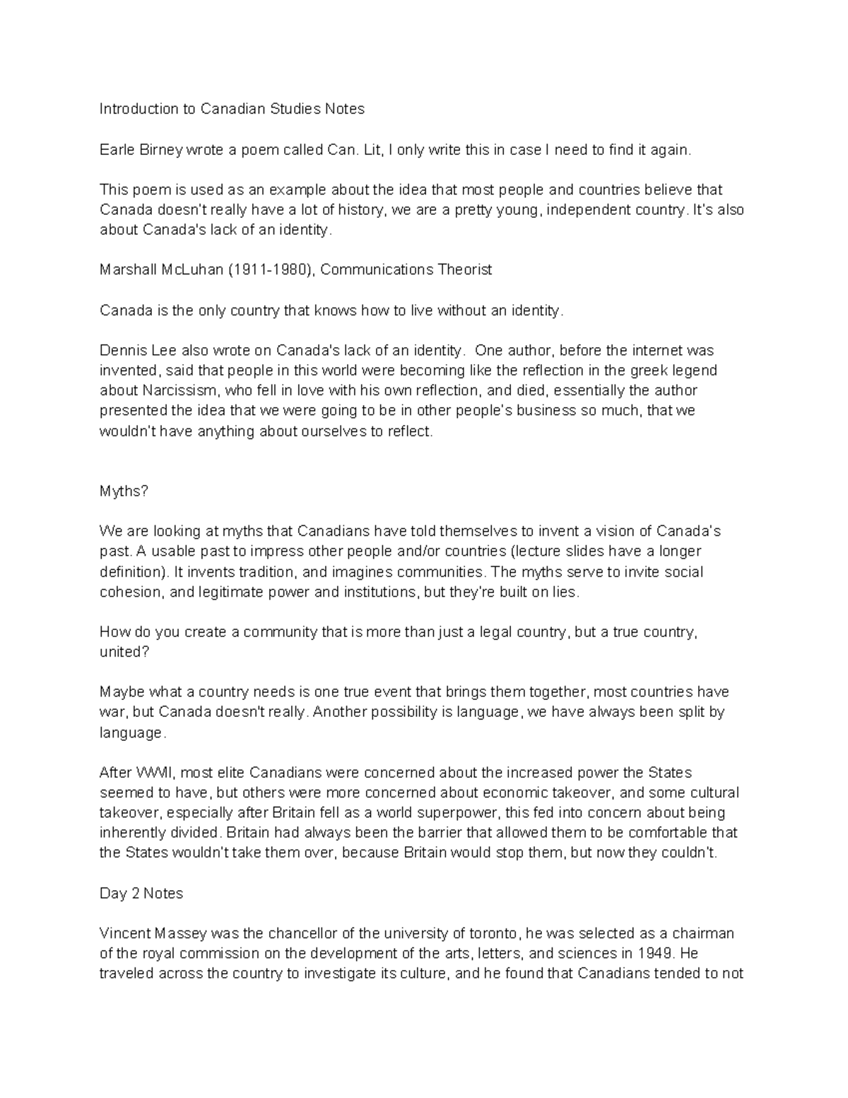 Canadian Studies Overview: Identity, Culture, and History Notes - Studocu