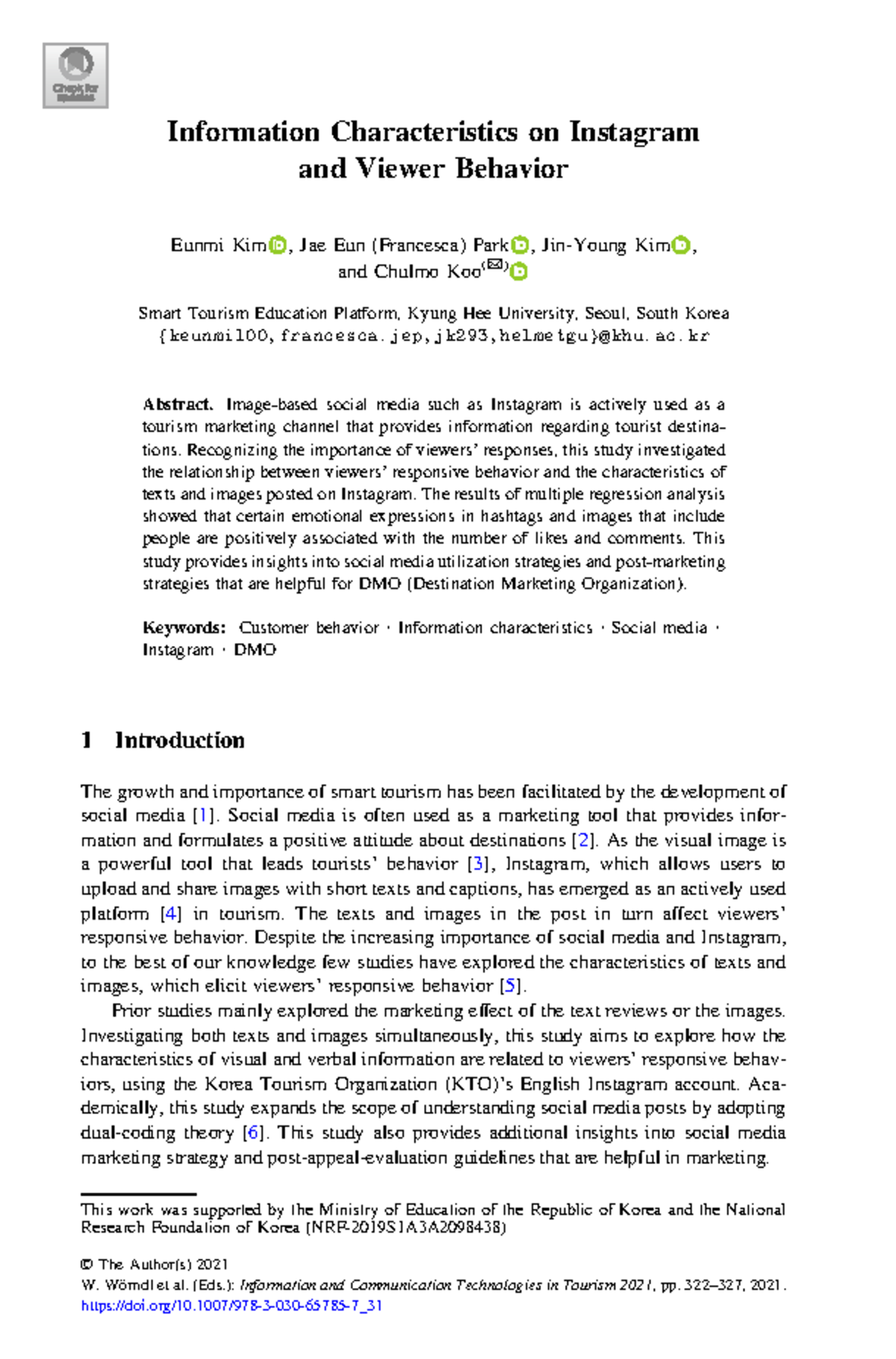 Information Characteristics on Instagram and Viewer Behavior Analysis ...