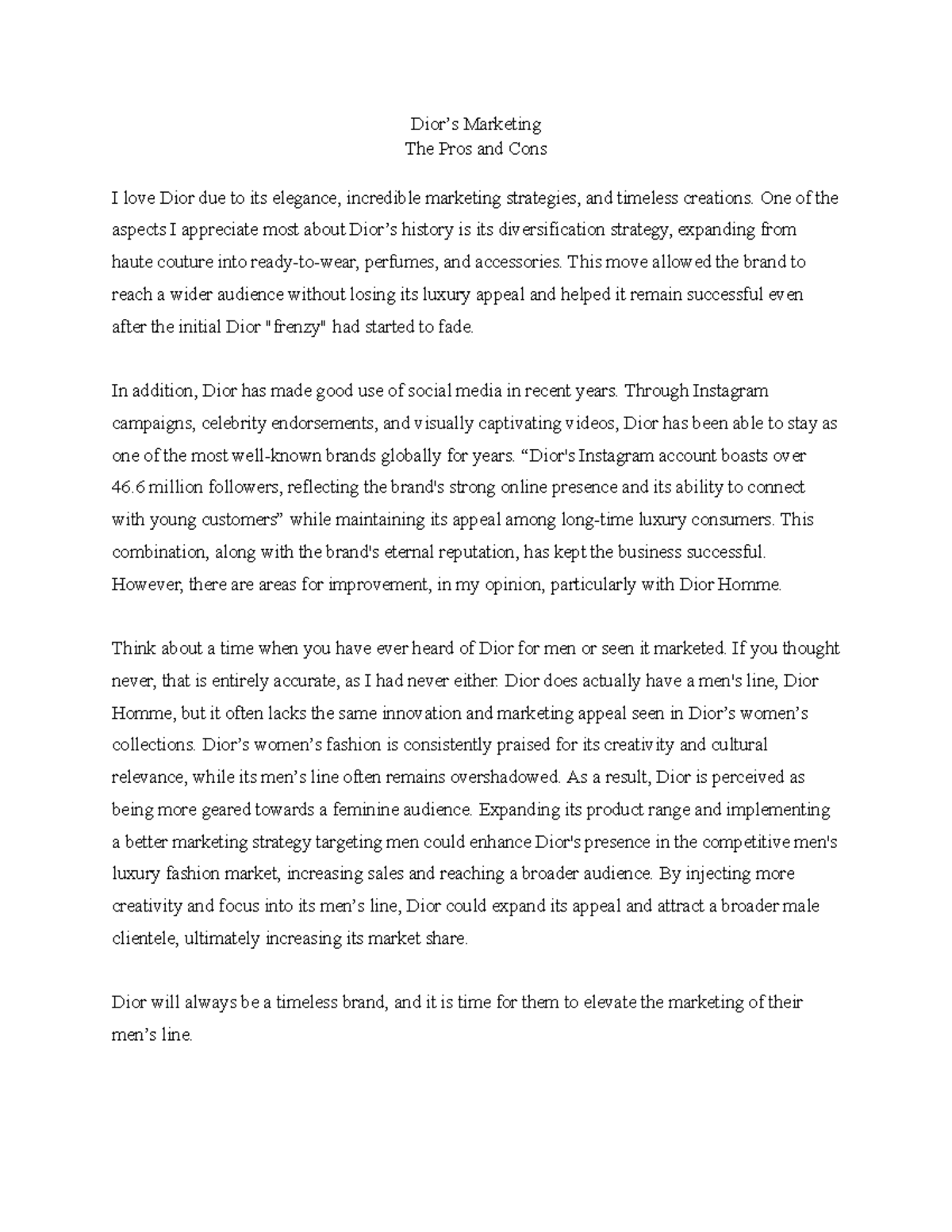 Dior's Marketing - The Pros and Cons-2 - Dior’s Marketing The Pros and ...