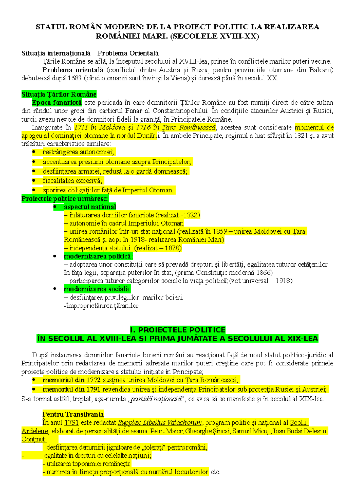Statul Roman Modern de la proiect politic la Romania Mare - Politică ...