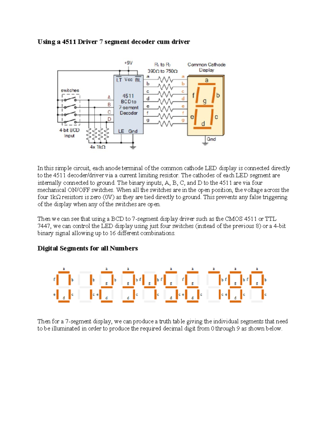 Using 4511 Driver for 7 Segment LED Display - Notes - Studocu