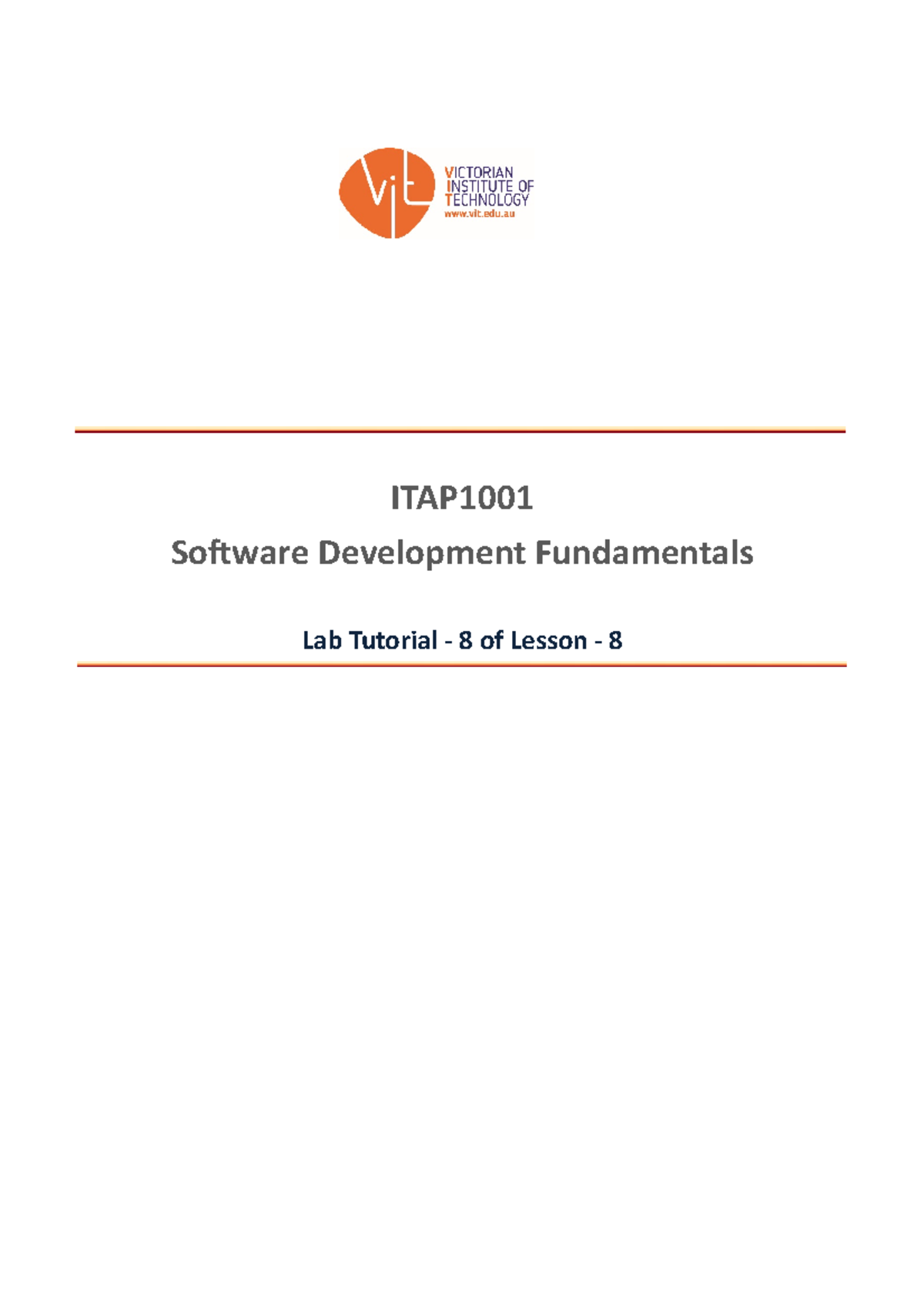 ITAP1001 Lesson 8 Activity - ITAP Software Development Fundamentals Lab ...