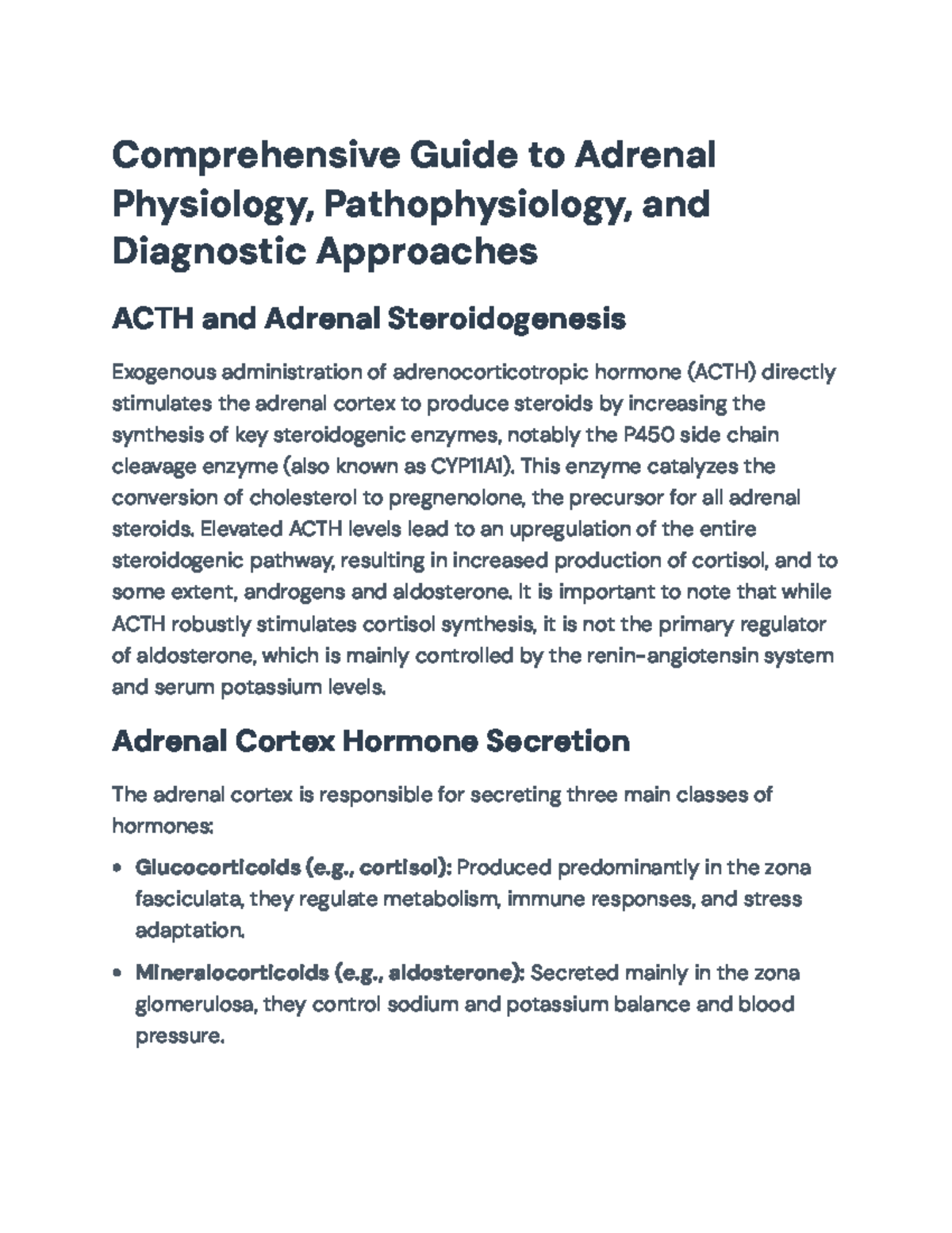 Comprehensive Overview of Adrenal Physiology & Pathophysiology (ACTH ...