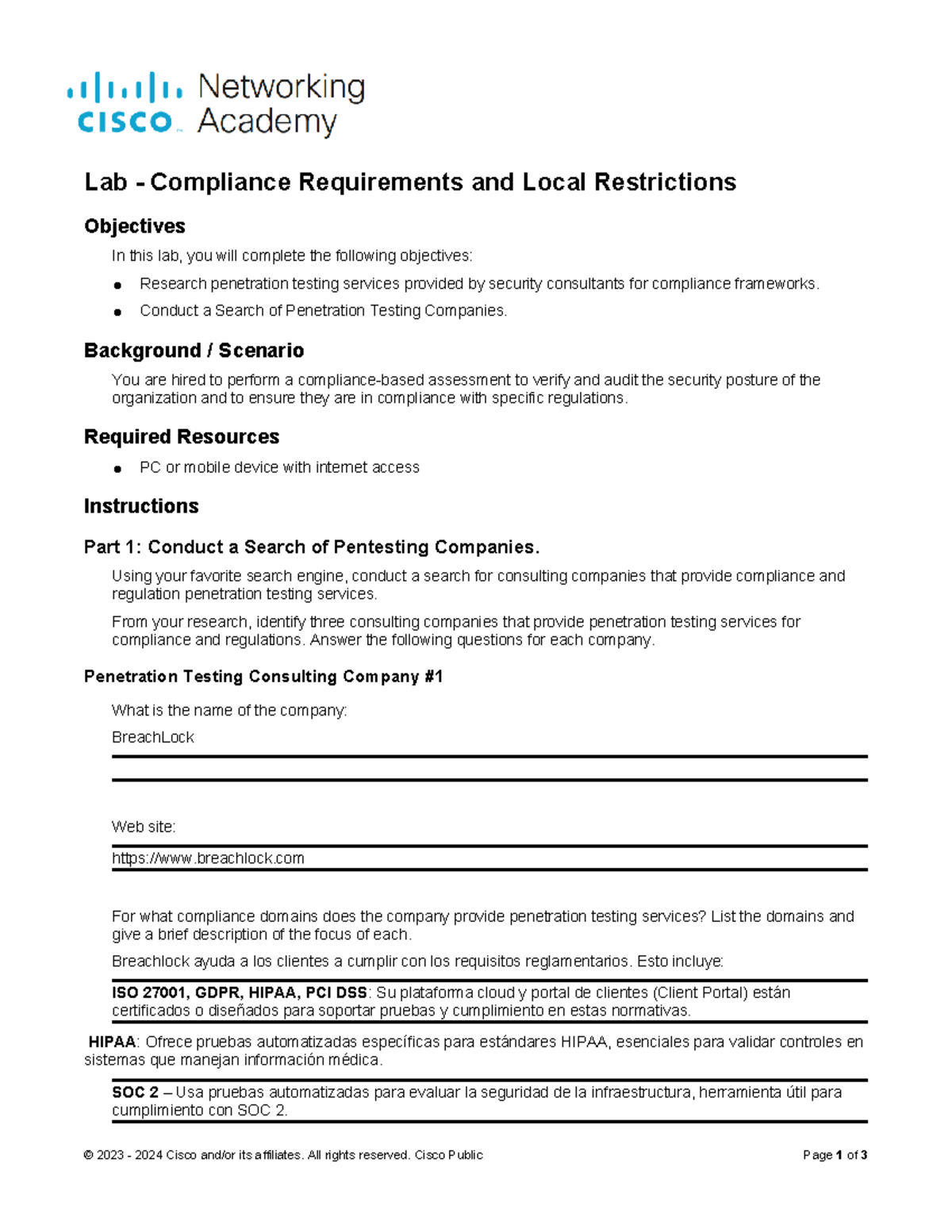 Lab - Compliance Requirements & Local Restrictions Analysis - Studocu