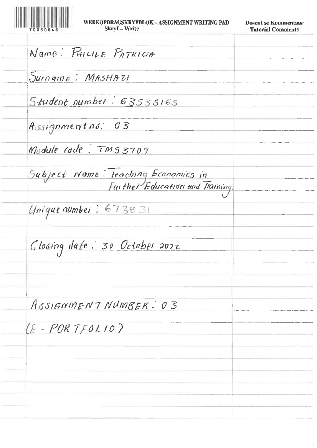 Tms - RCE 2601 - Studocu
